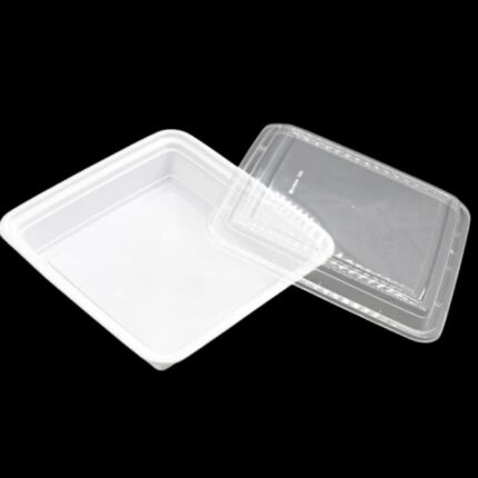 48 oz Square Plastic Containers 150/pcs White Base-Clear Lid - Jan Star ...
