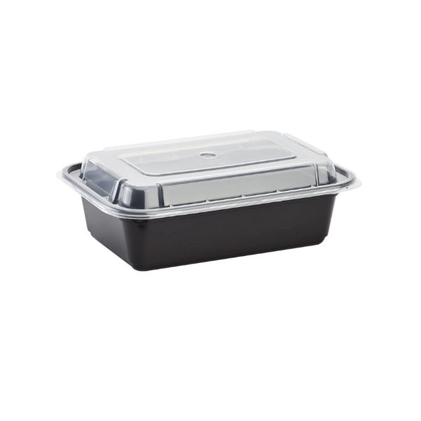 Black Rectangular Reusable plastic food container - Jan Star Supplies Inc.