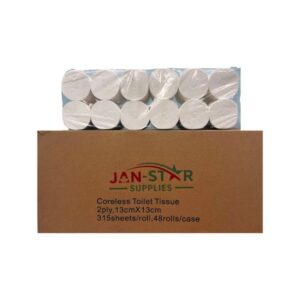 Coreless 2-Ply Toilet Tissue 315 sheets/ Roll-48 Rolls/ Box - Jan Star ...