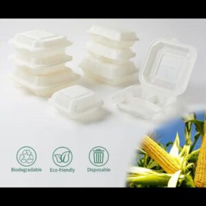 6"x6" Cornstarch Containers 1 Compt 500/pcs White - Jan Star Supplies Inc.